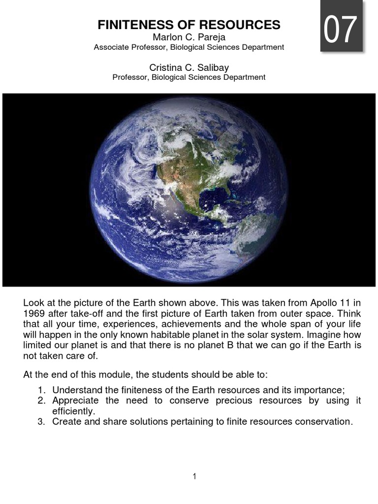 Module 07 Finiteness of Resources | PDF | Peak Oil | Overfishing