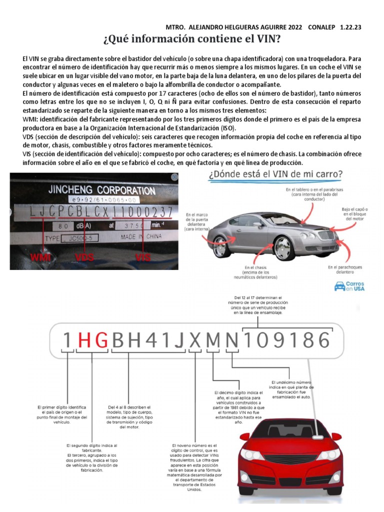 Qué Información Contiene El VIN | PDF
