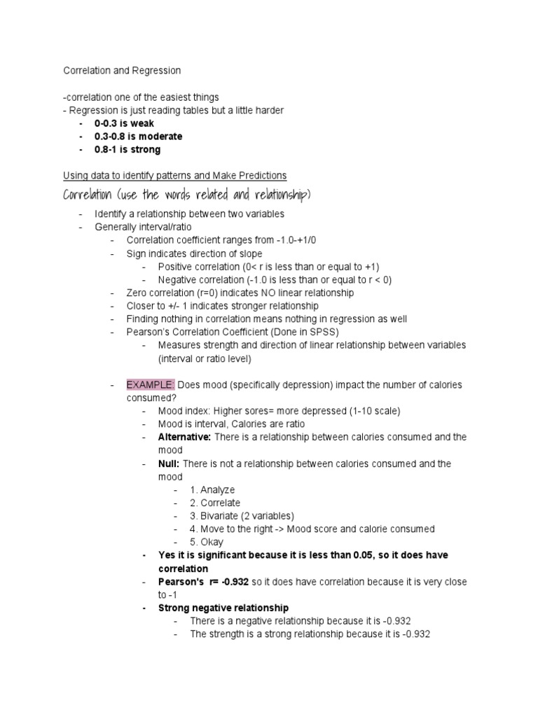 Correlation and Regression Notes | PDF