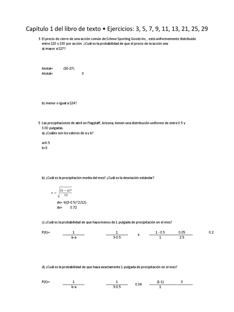 Ejercicios Capitulo 1 | PDF | Desviación Estándar