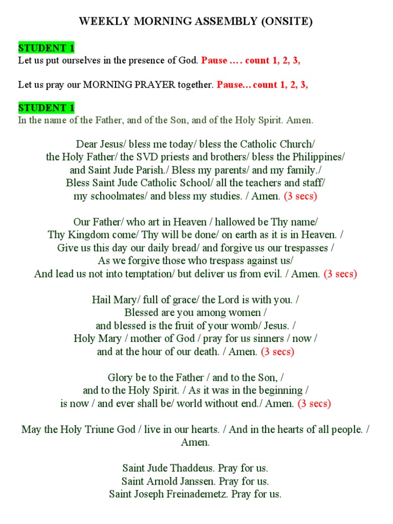 Morning Assembly Script (ONSITE) | PDF | Foreign Language Studies