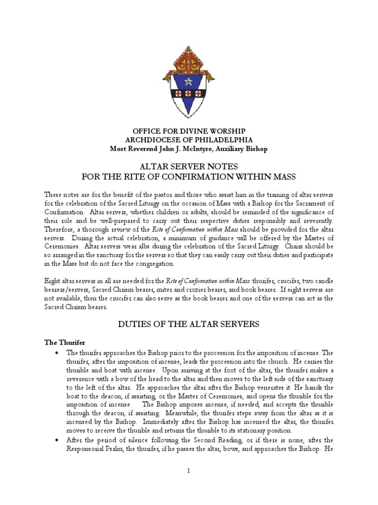 Confirmation Altar Servers Notes 2015 | PDF | Altar | Worship