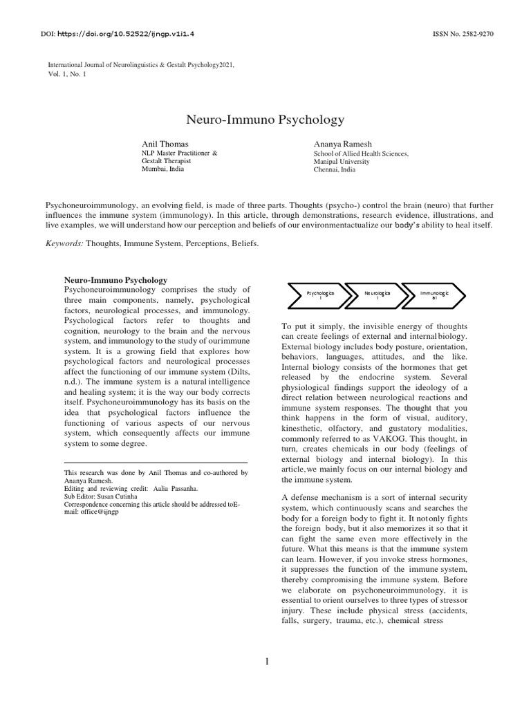 Neuro-Immuno Psychology Insights | PDF | Stress (Biology) | Immune System