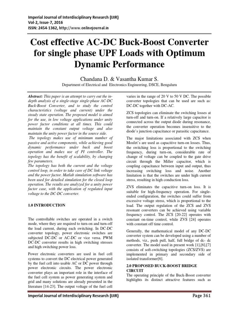Cost Effective AC-DC Buck-Boost Converter For Single Phase Upf Load ... Cost Effective AC-DC Buck-Boost Converter For Single Phase Upf Load ...