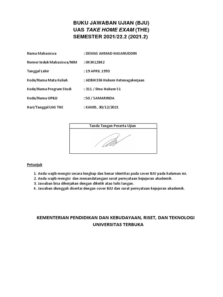 Cover BJU Dan Surat Pernyataan | PDF