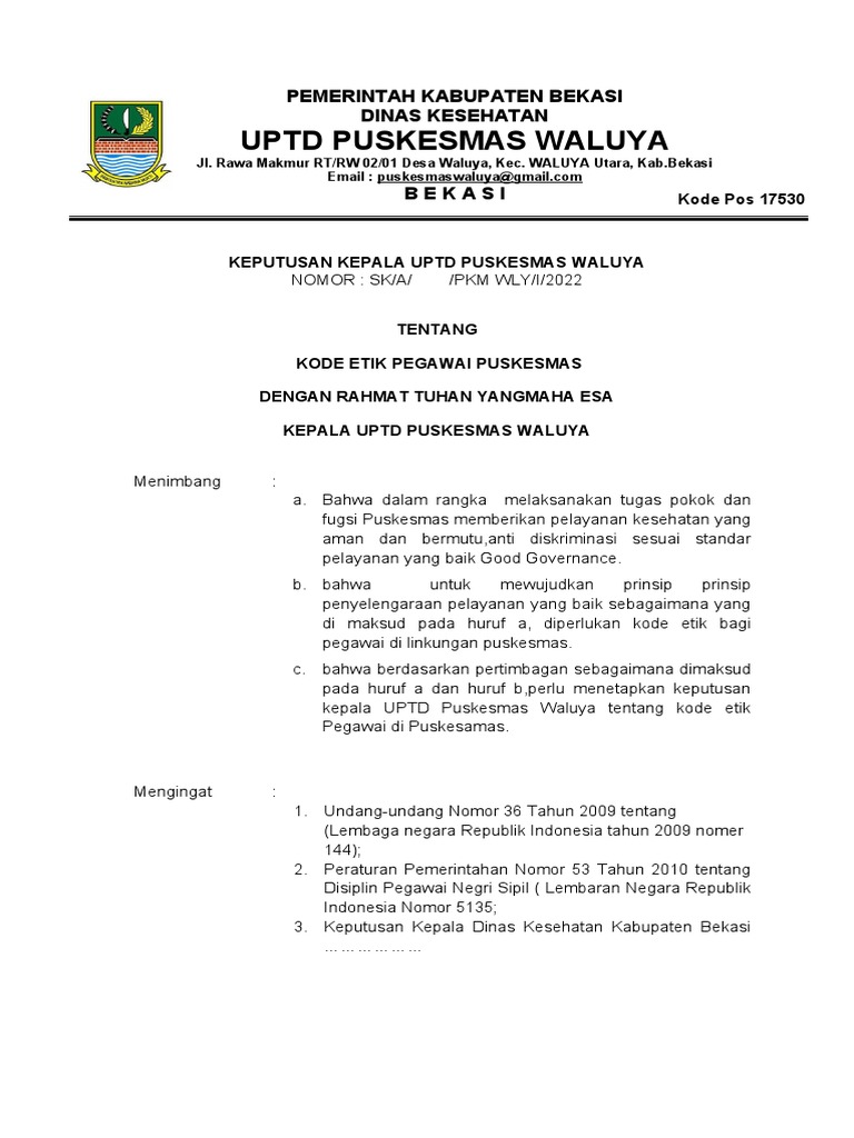 1.2.1.3 SK Kode Etik Pegawai | PDF