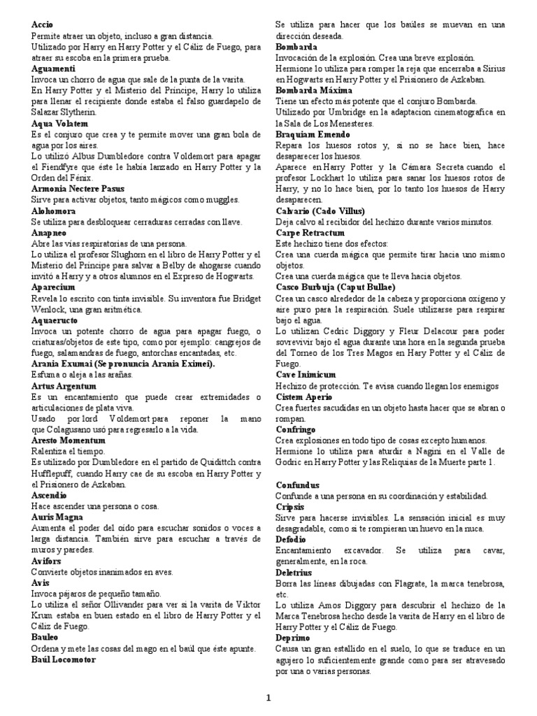 Lista de Hechizos | PDF