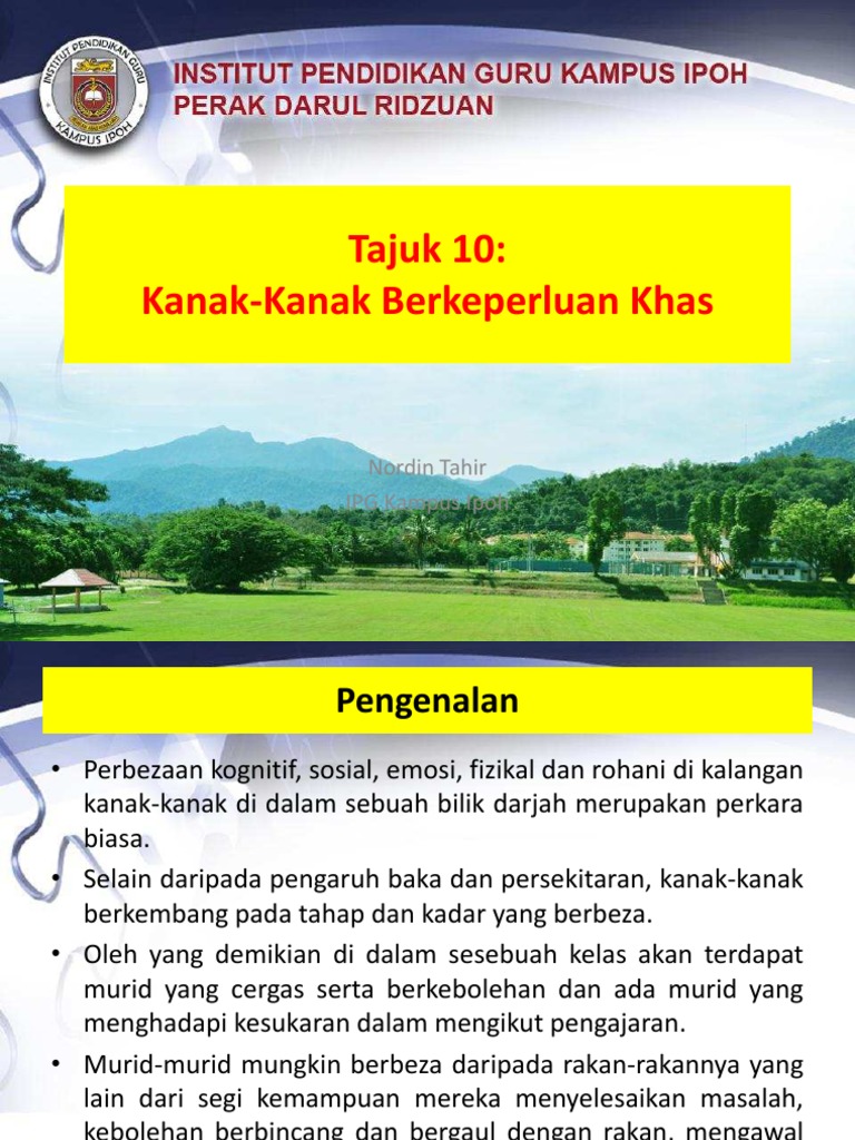 Tajuk 10: Kanak-Kanak Berkeperluan Khas: Nordin Tahir IPG Kampus Ipoh | PDF