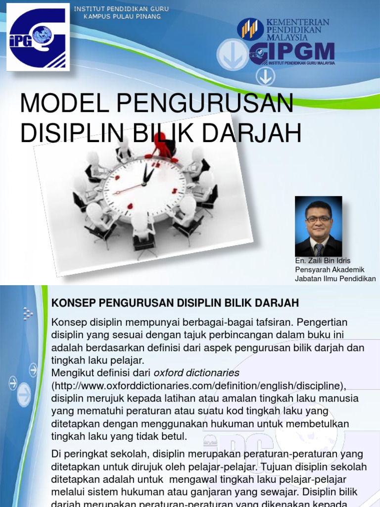 Model Pengurusan Disiplin Bilik Darjah: En. Zaili Bin Idris Pensyarah ...