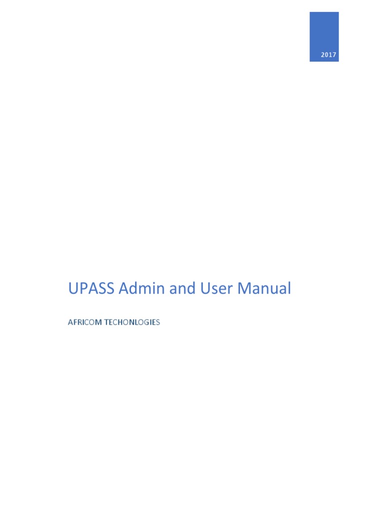 UPASS User and Admin Manual - Version 1 | PDF | Computers