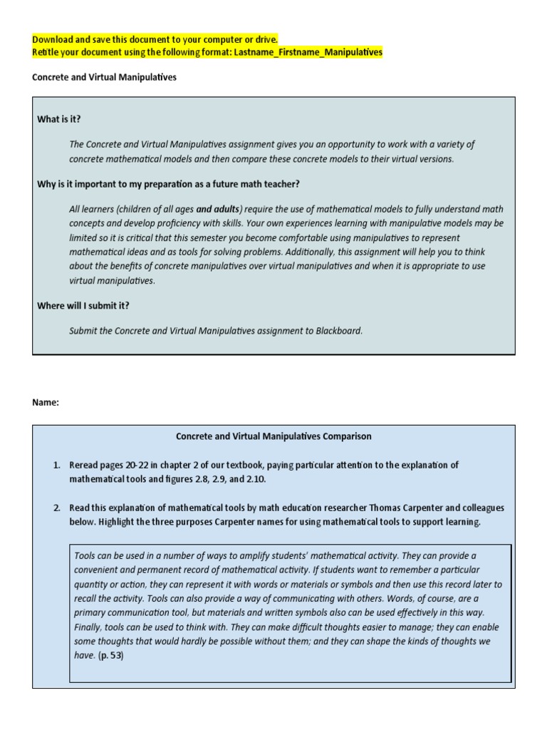 UHCL Fall 2022 TCED 4323 Comparison of Concrete and Virtual ...