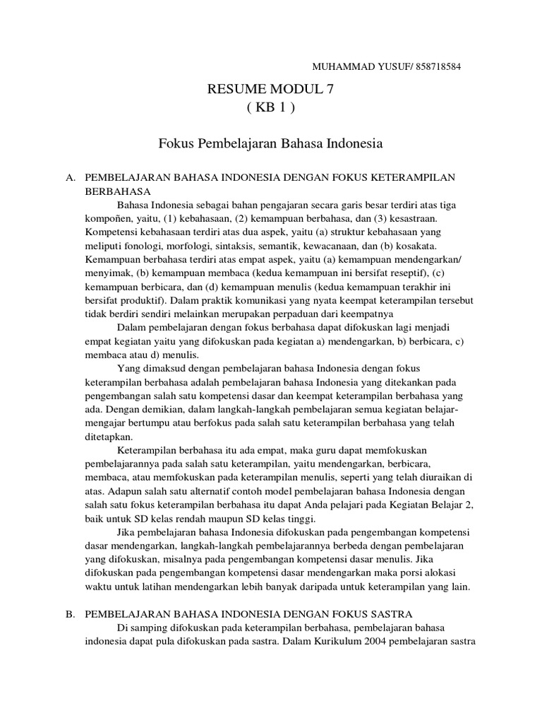 RESUME MODUL 7 - Bhs. Indonesia | PDF