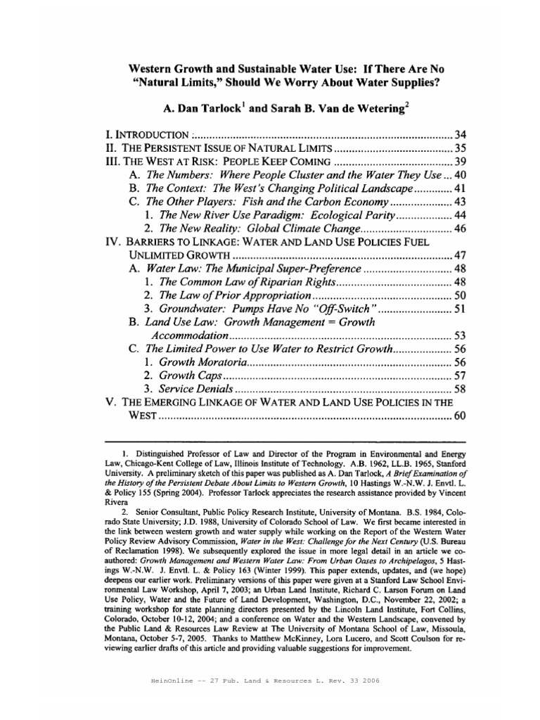 Tarlock and Van de Wetering 2006 | PDF