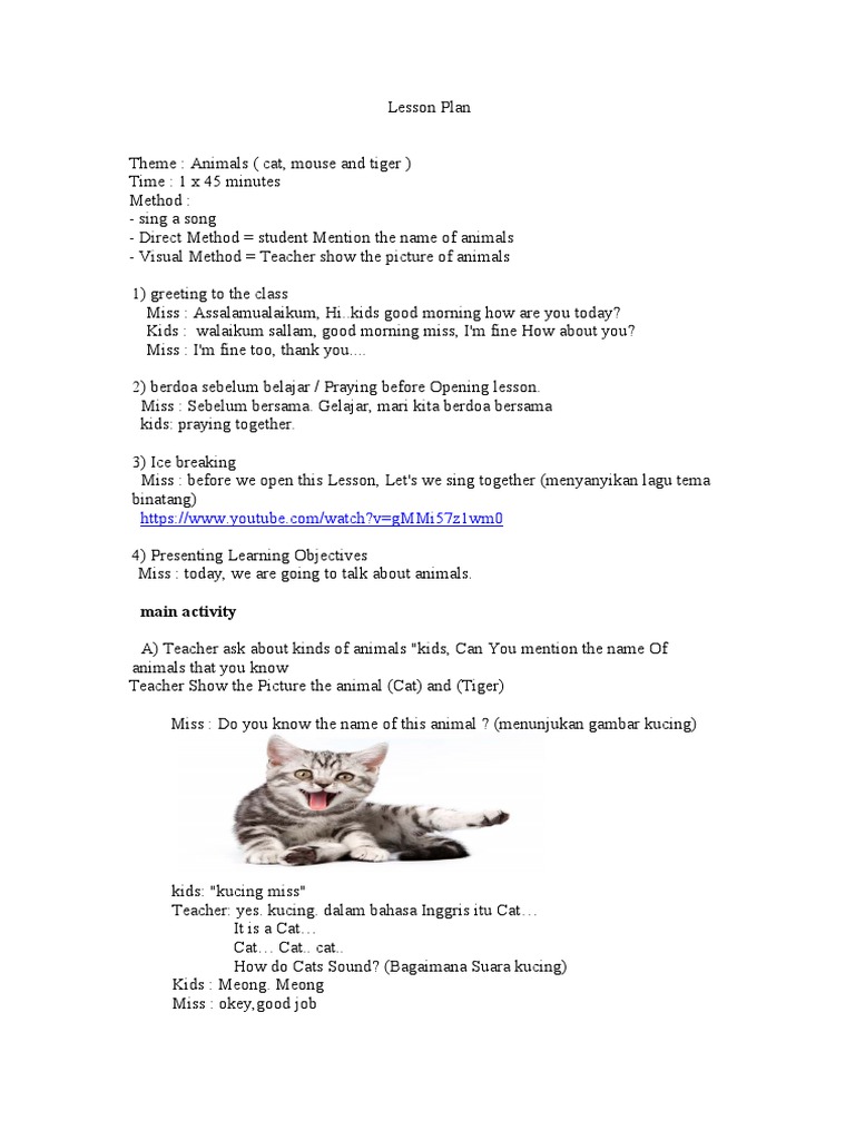 Lesson Plan Animals | PDF