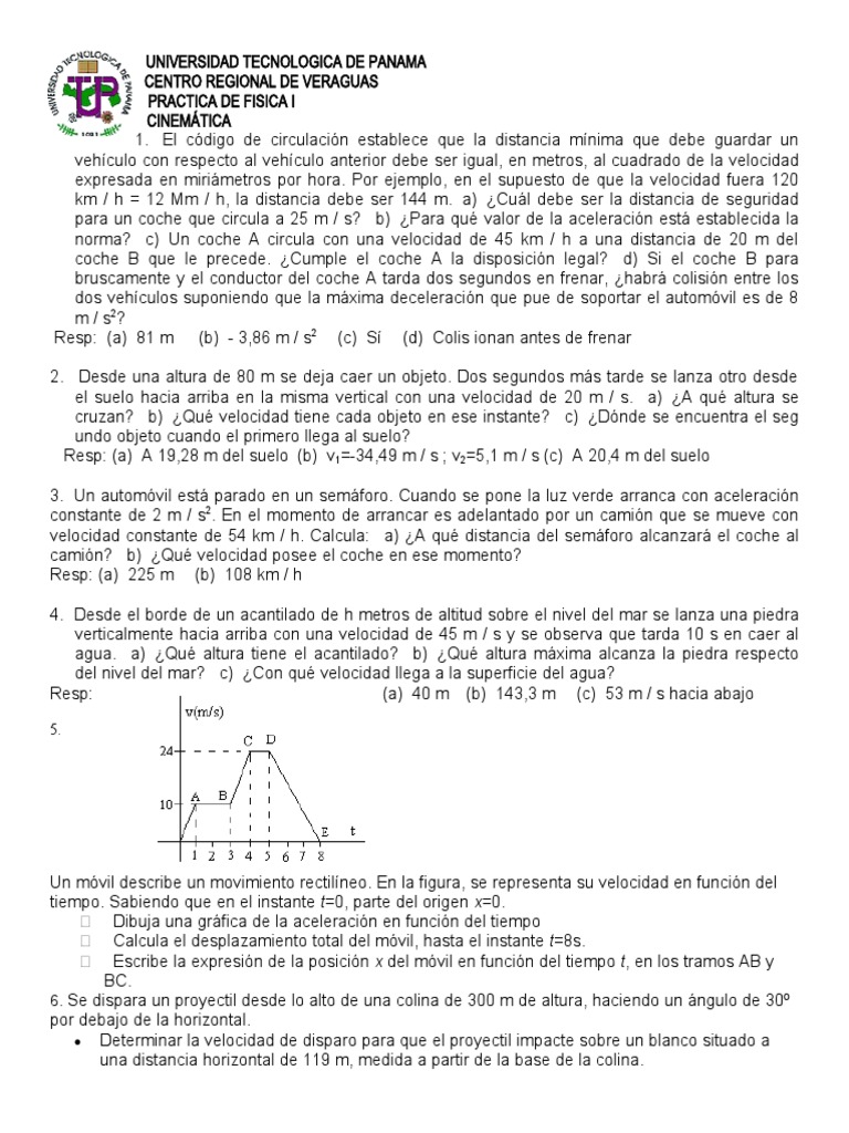 Practica de Cinematica 2022 | PDF | Aceleración | Velocidad