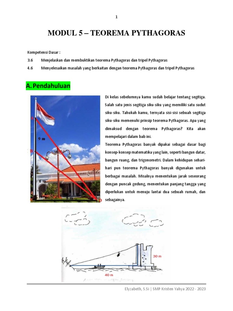 MODUL 6 (Teorema Pythagoras) | PDF | Metode & Bahan Ajar