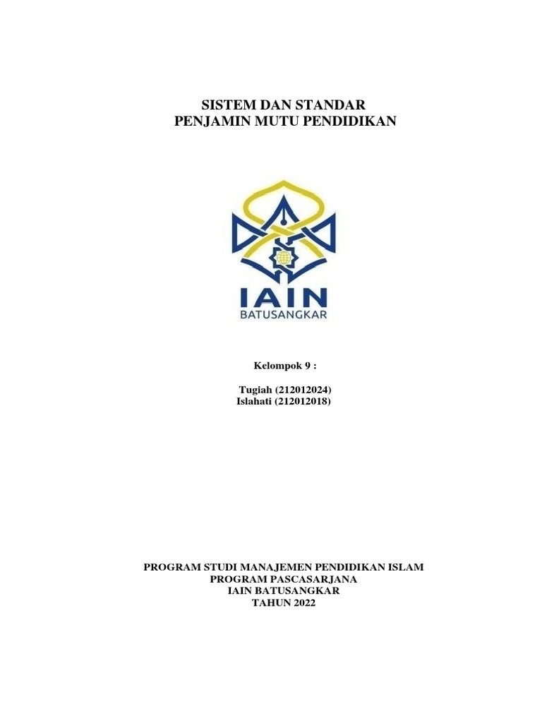 Makalah Standar Dan Sistem Mutu Pendidikan | PDF | Karier & Perkembangan