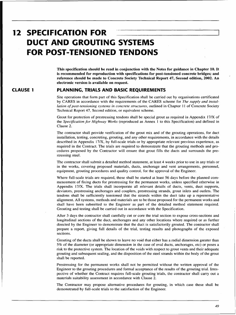 Specification For Duct and Grouting Systems For Post-Tensioned Tendons ...
