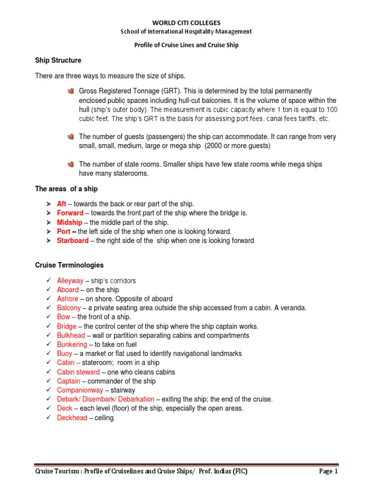 Cruise Line Profiles & Ship Terminology | PDF