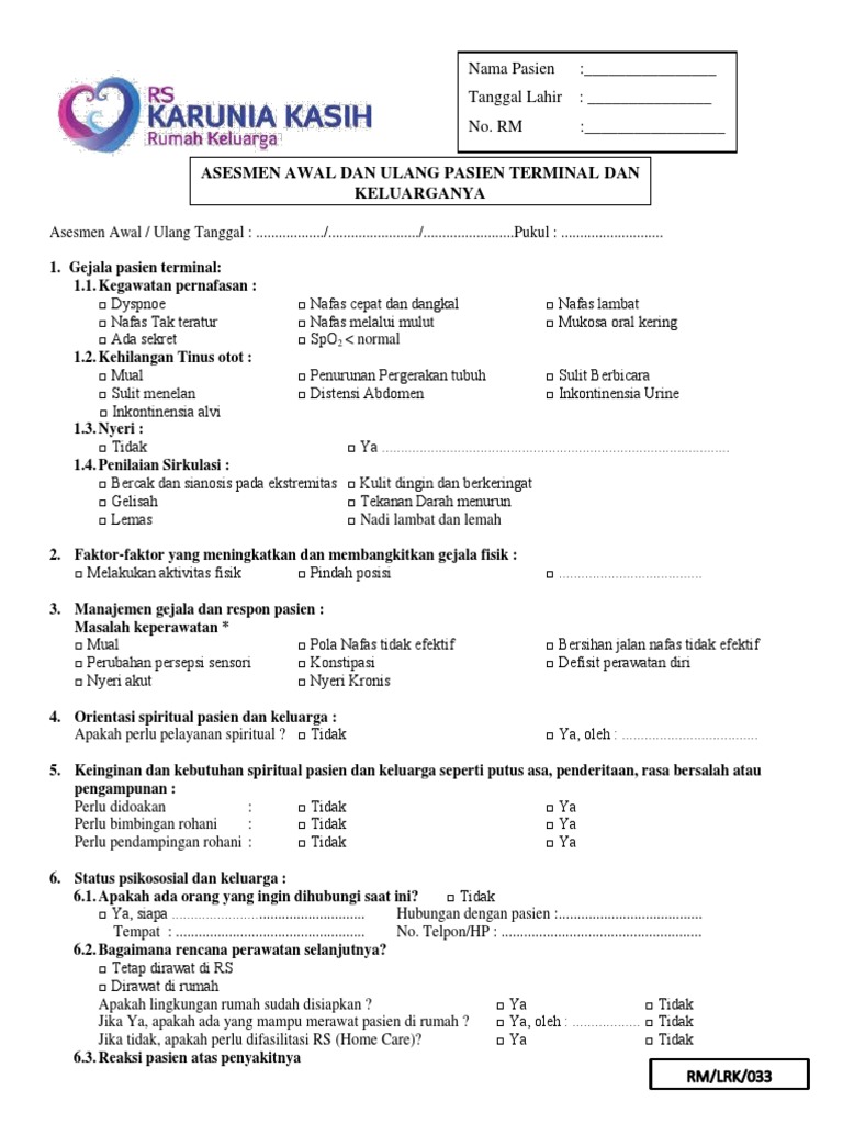 Formulir Pasien Terminal Baru | PDF