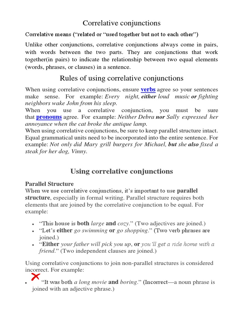 Correlative Conjunctions | PDF | Plural | Grammatical Number