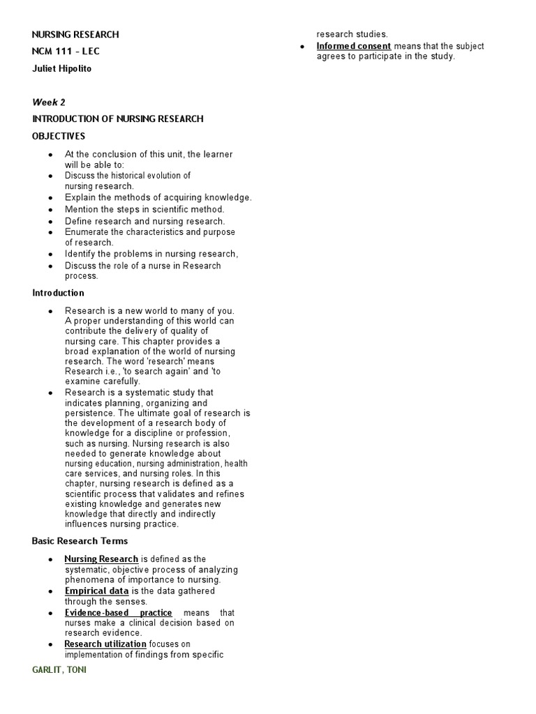 Ncm 111 Lec Fri Copy | PDF | Scientific Method | Quantitative Research