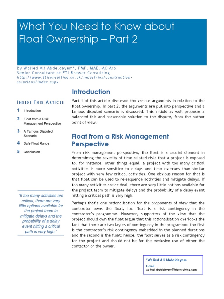 Float Ownership Part2 | PDF | Risk Management | Risk