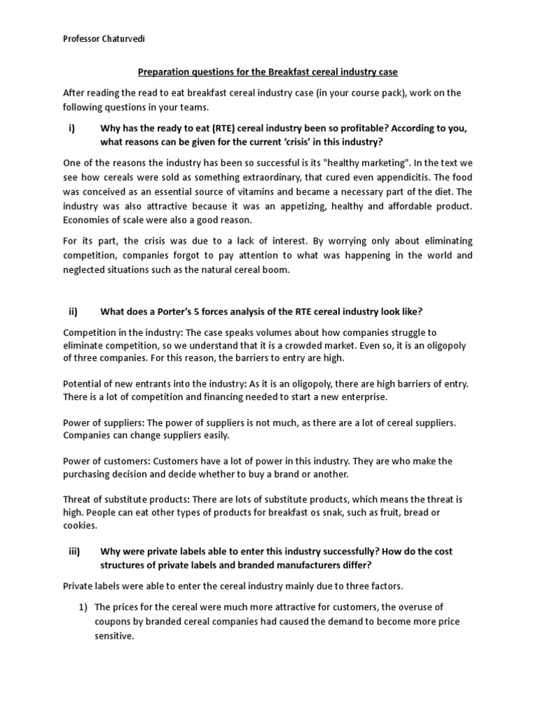 RTE Breakfast Cereral Case | PDF