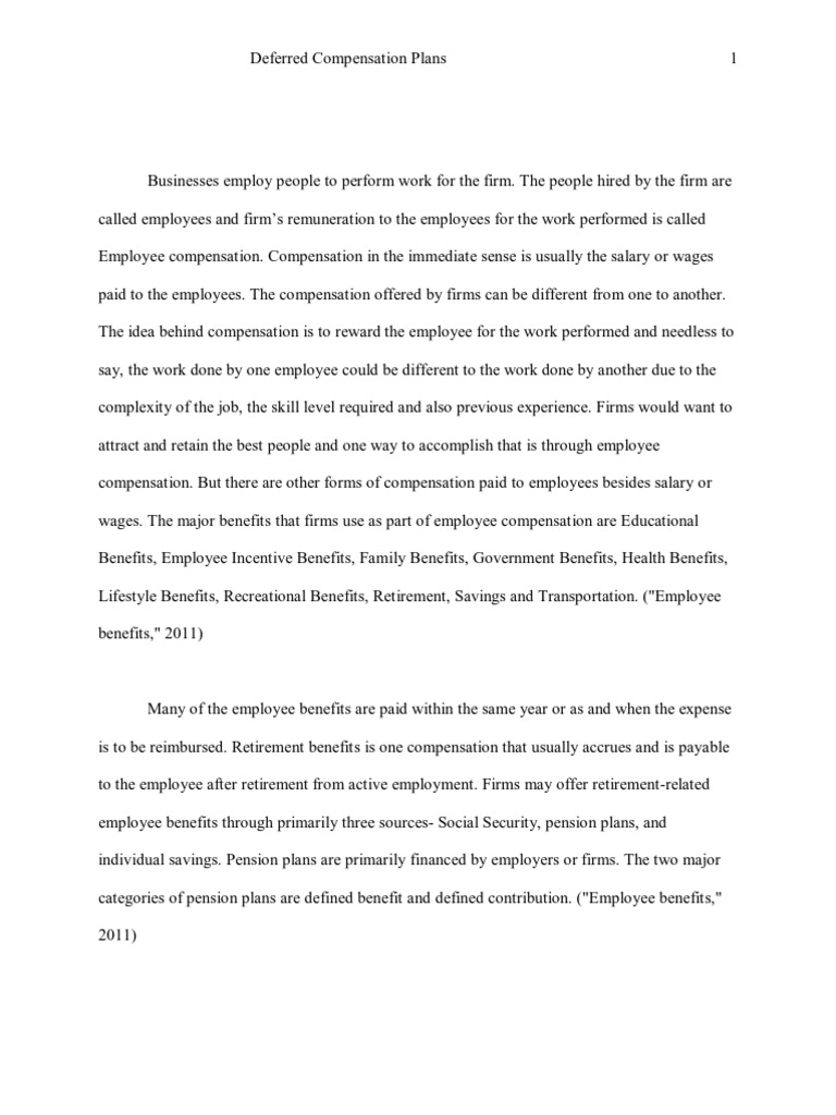 Deferred Compensation Plans | PDF | Employee Benefits | Pension