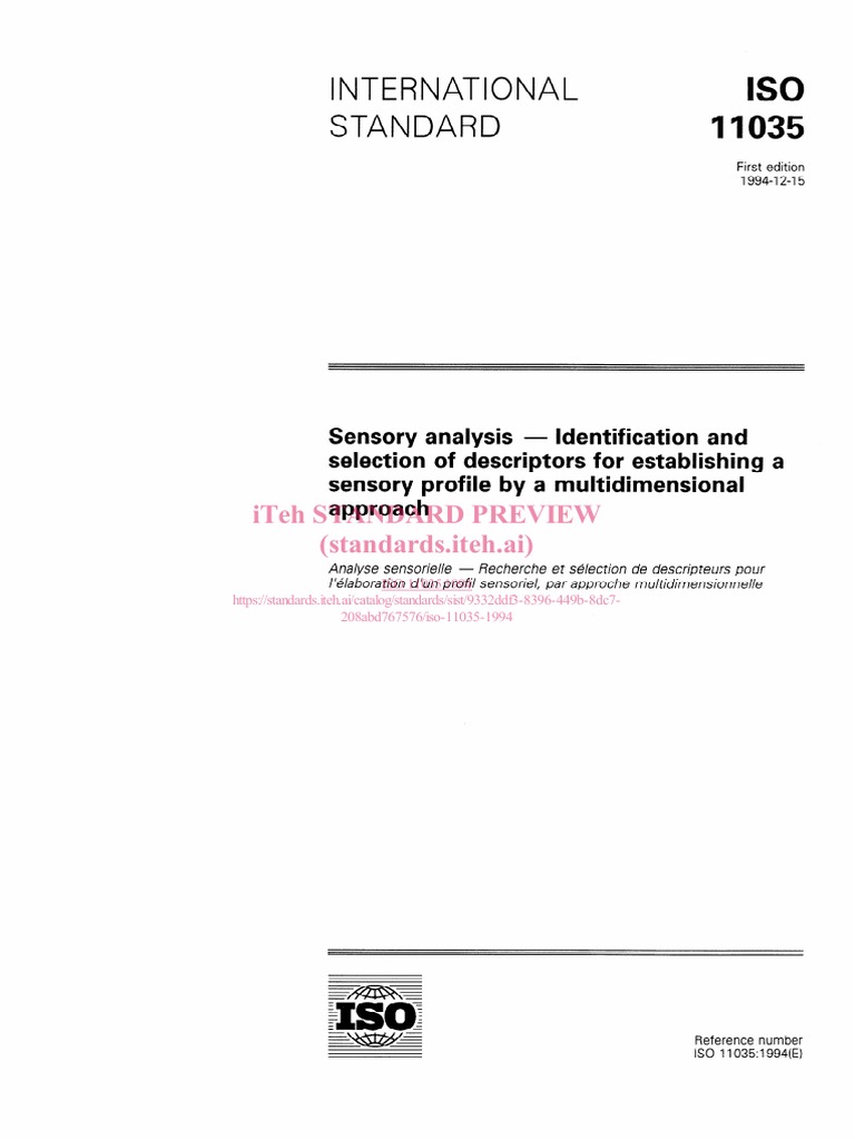 ISO 11035: Sensory Profile Descriptors | PDF | International ...