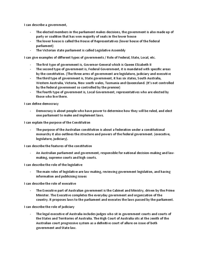 Overview of Australian Government Structure | PDF | States And ...