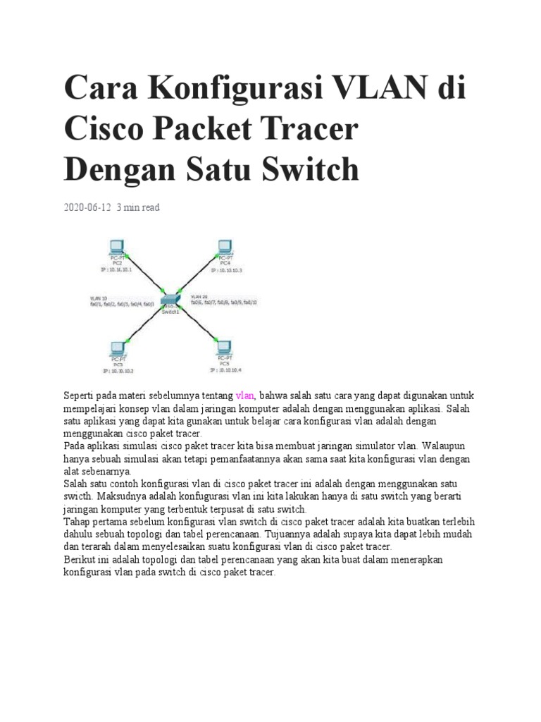 Cara Konfigurasi Vlan Di Cisco Packet Tracer Dengan Satu Switch Pdf