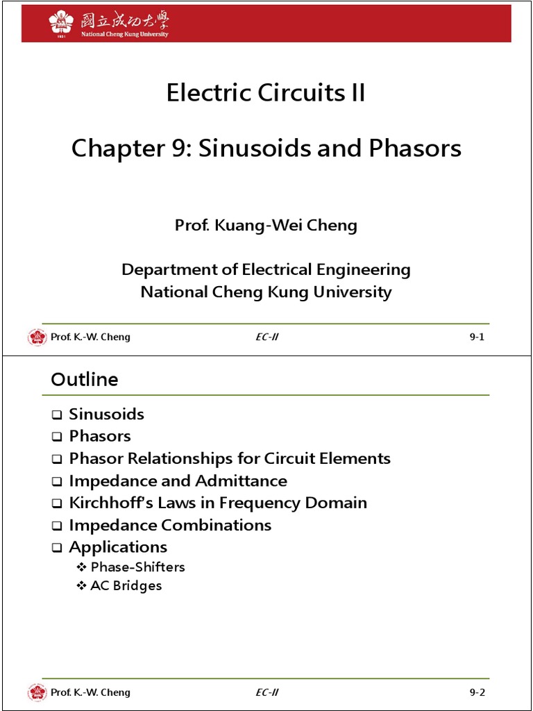 Ch9 - Sinusoids and Phasors | PDF | Electrical Impedance | Sine Wave