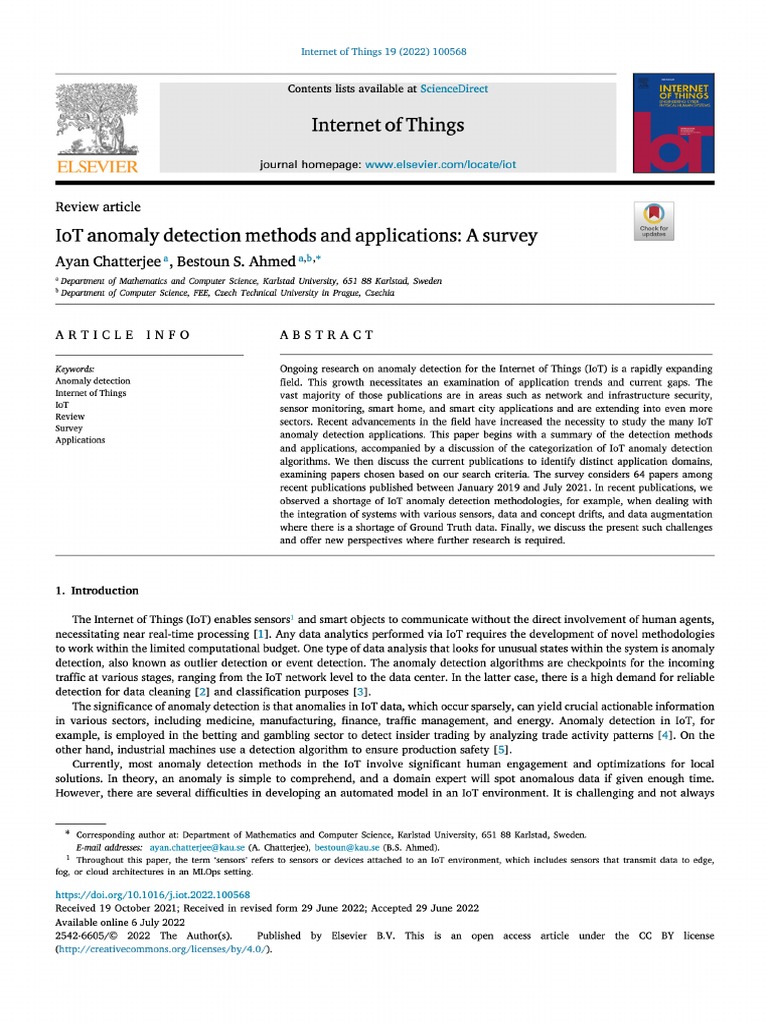 IoT Anomaly Detection Methods and Applications - A Survey - Elsevier Enhanced Reader | PDF