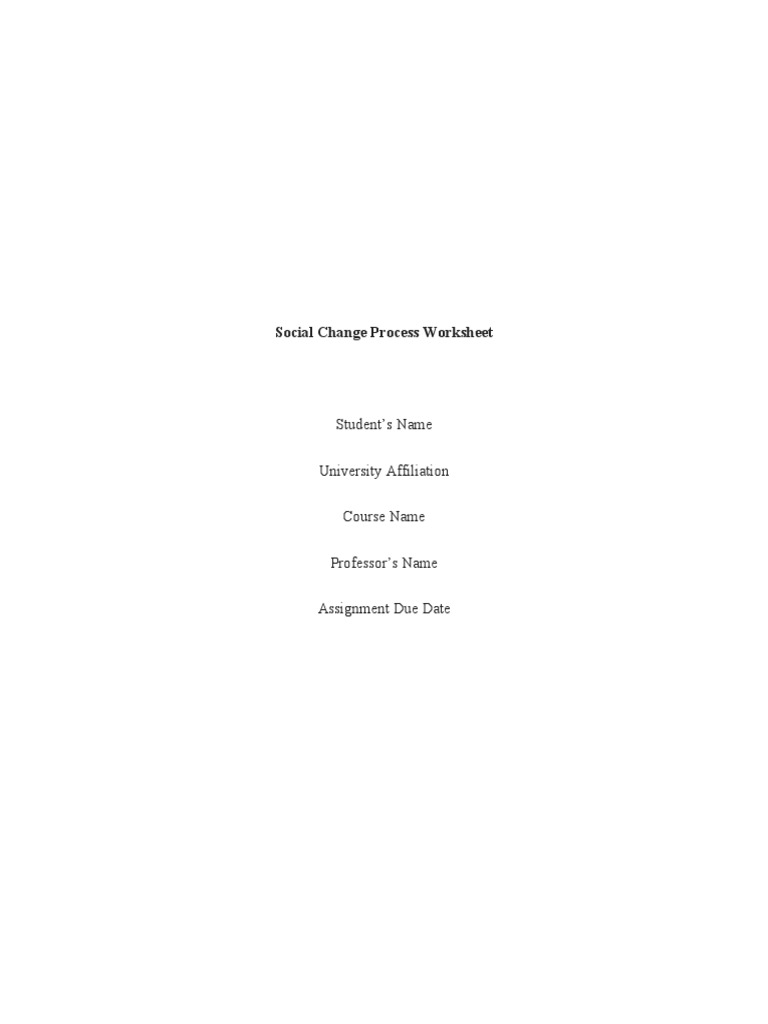 Social Change Process Worksheet | PDF