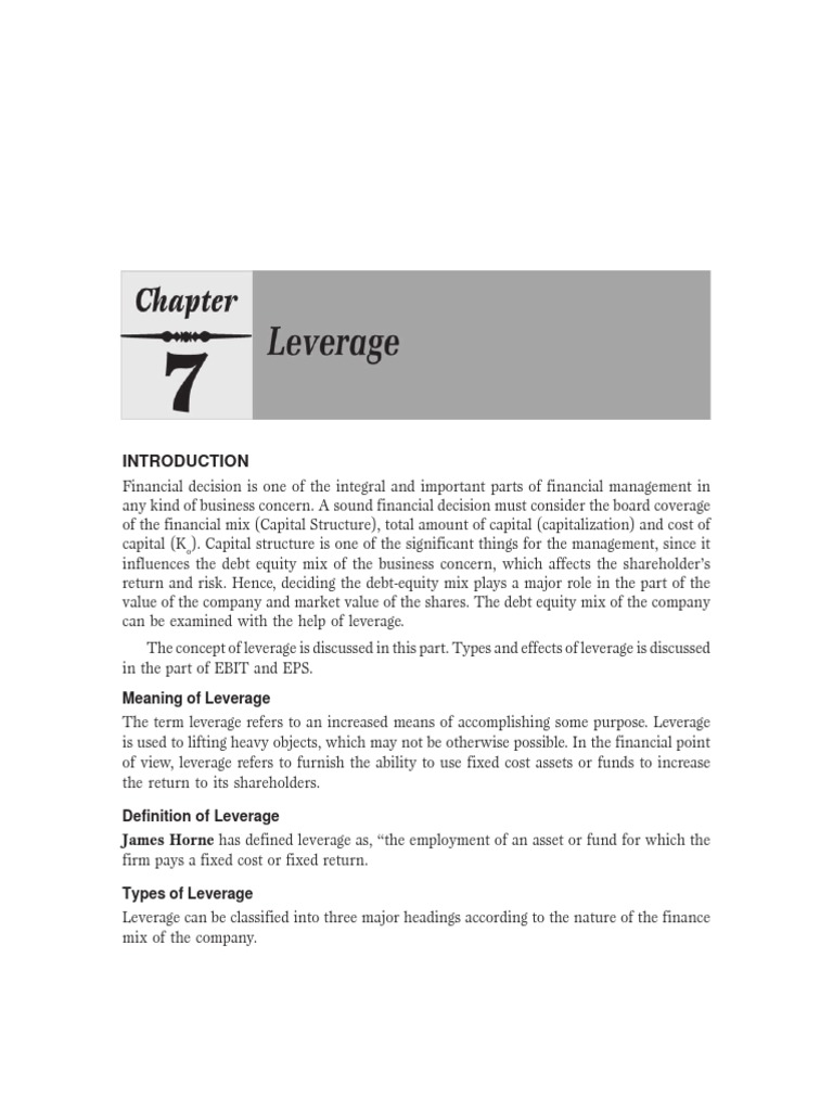 Leverage Pdf Leverage Finance Capital Structure