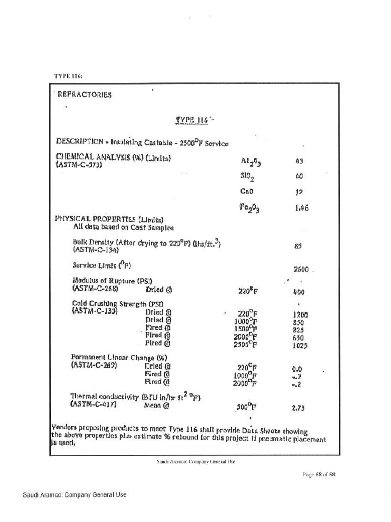 Type 116 Material Data Sheet - Saudi Aramco | PDF