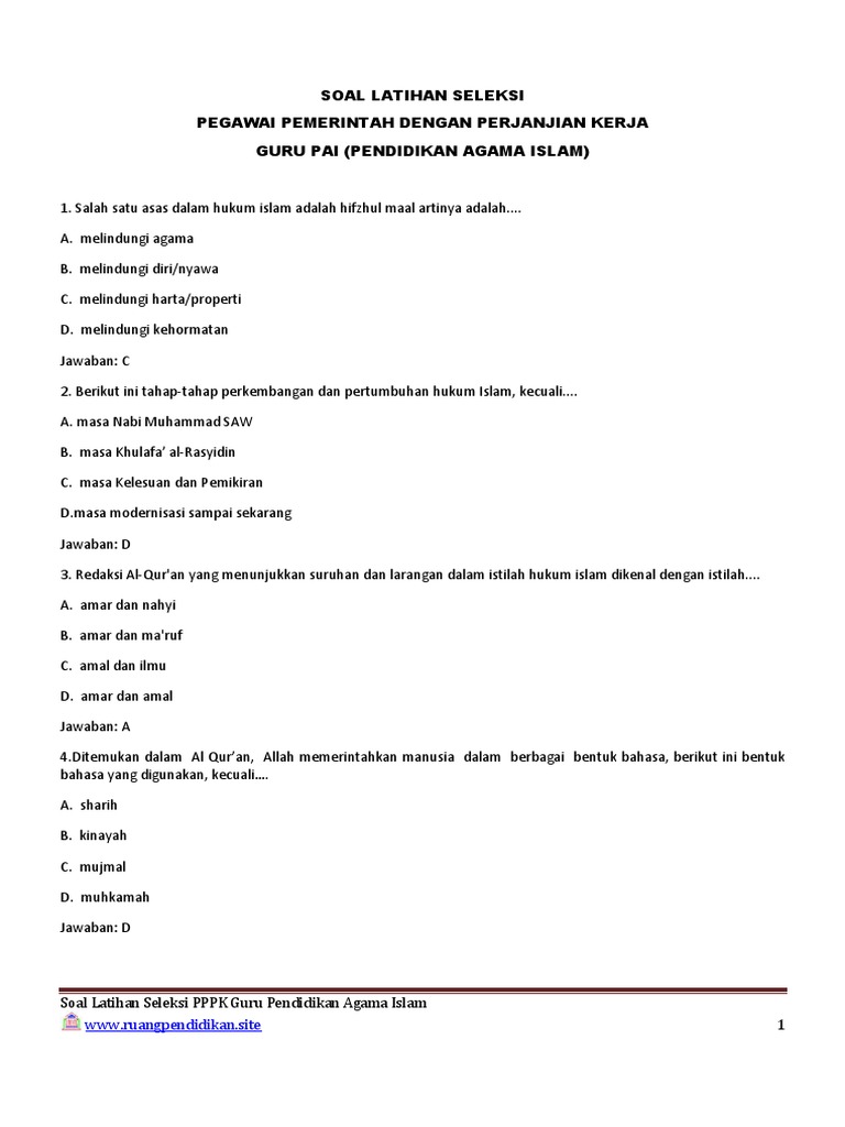 Contoh Soal p3k Pai | PDF