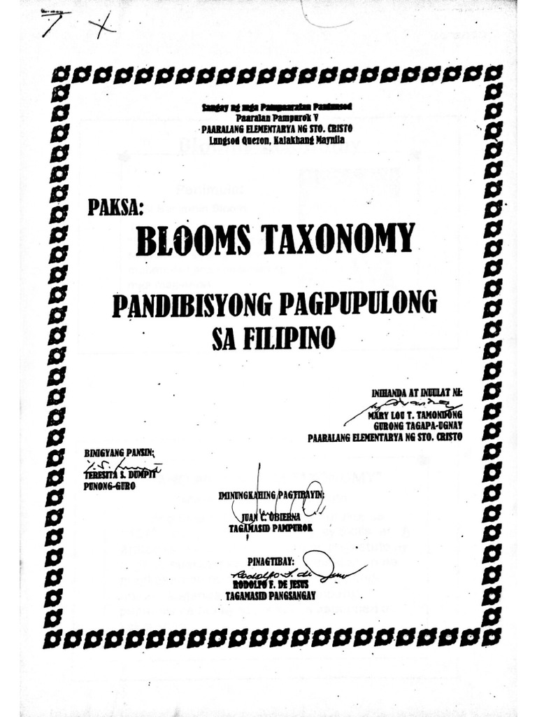 BLOOMS-TAXONOMY - Filipino | PDF