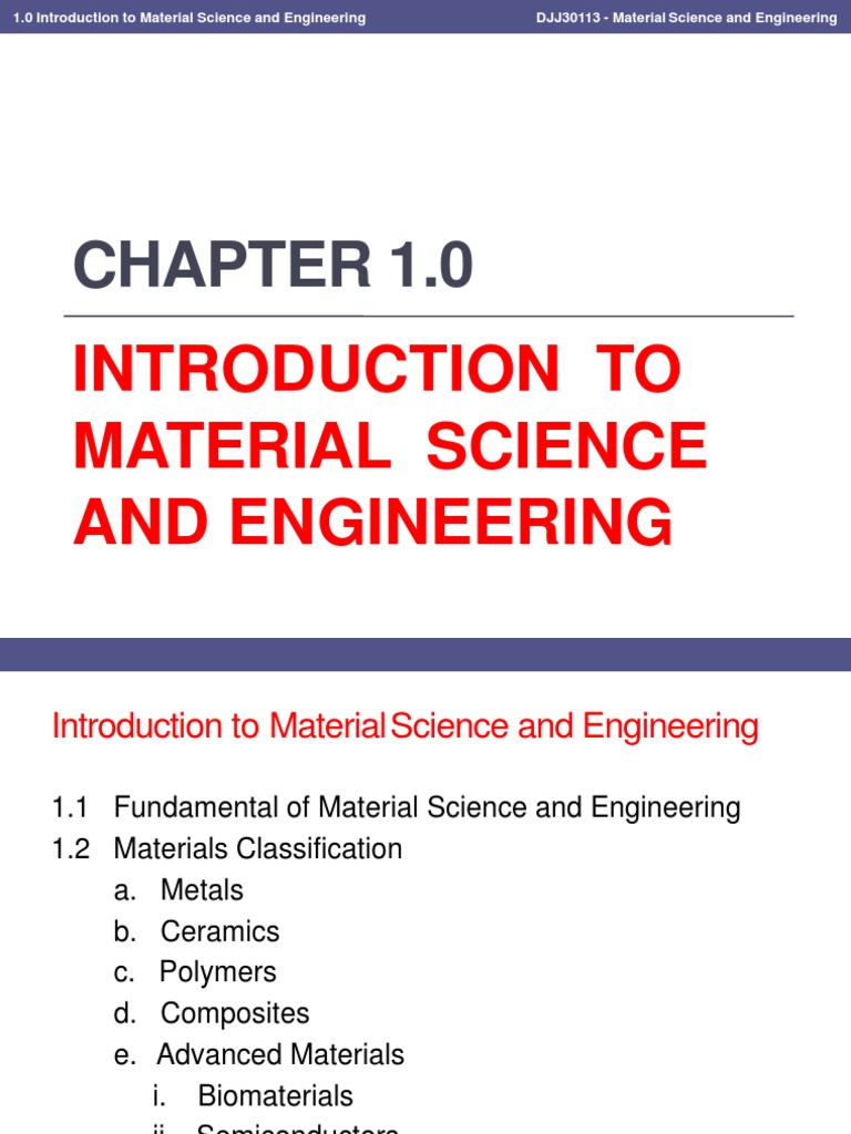 Chapter 1 - Introduction To Material Science and Engineering | PDF | Materials Science | Metals
