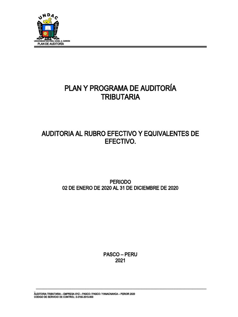 S6 - Plan y Programa de Auditoria Tributaria | PDF | Auditoría | Contabilidad