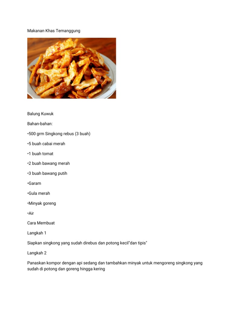 Resep Balung Kuwuk Khas Temanggung | PDF | Memasak, Makanan, & Anggur