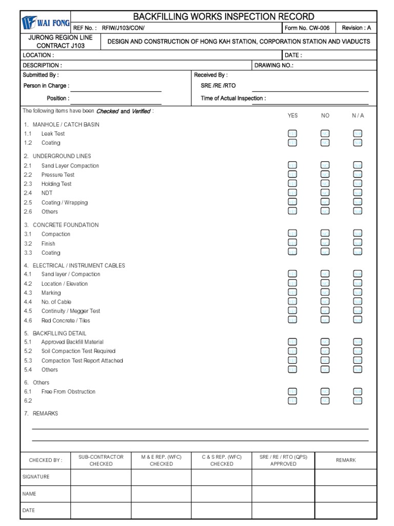 Work Forms Cw-006a | PDF | Civil Engineering | Natural Materials