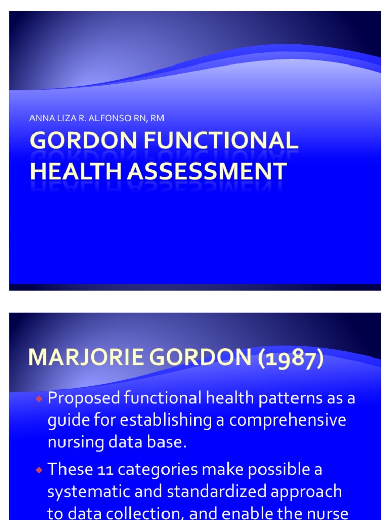 Gordon Functional Health Assessment | PDF | Urinary Incontinence ...