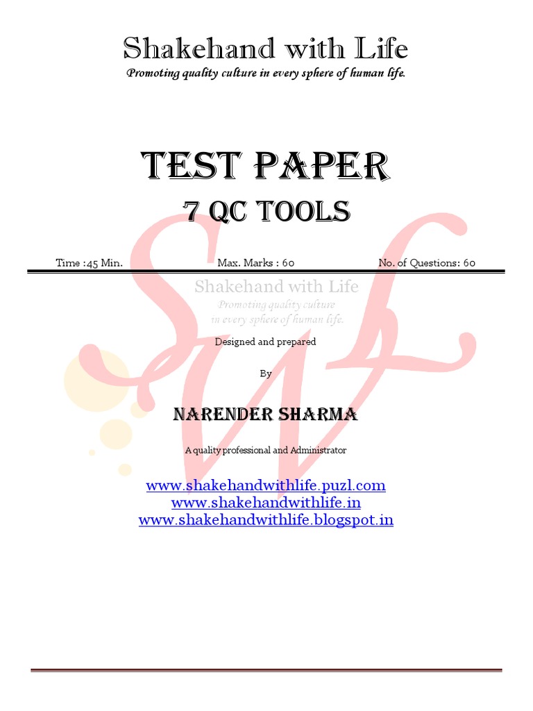 Test Paper 7 QC Tools | PDF