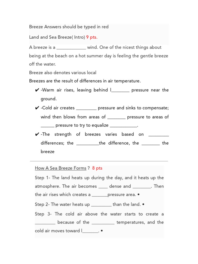 Breeze (SA) Worksheet | PDF | Wound | Water