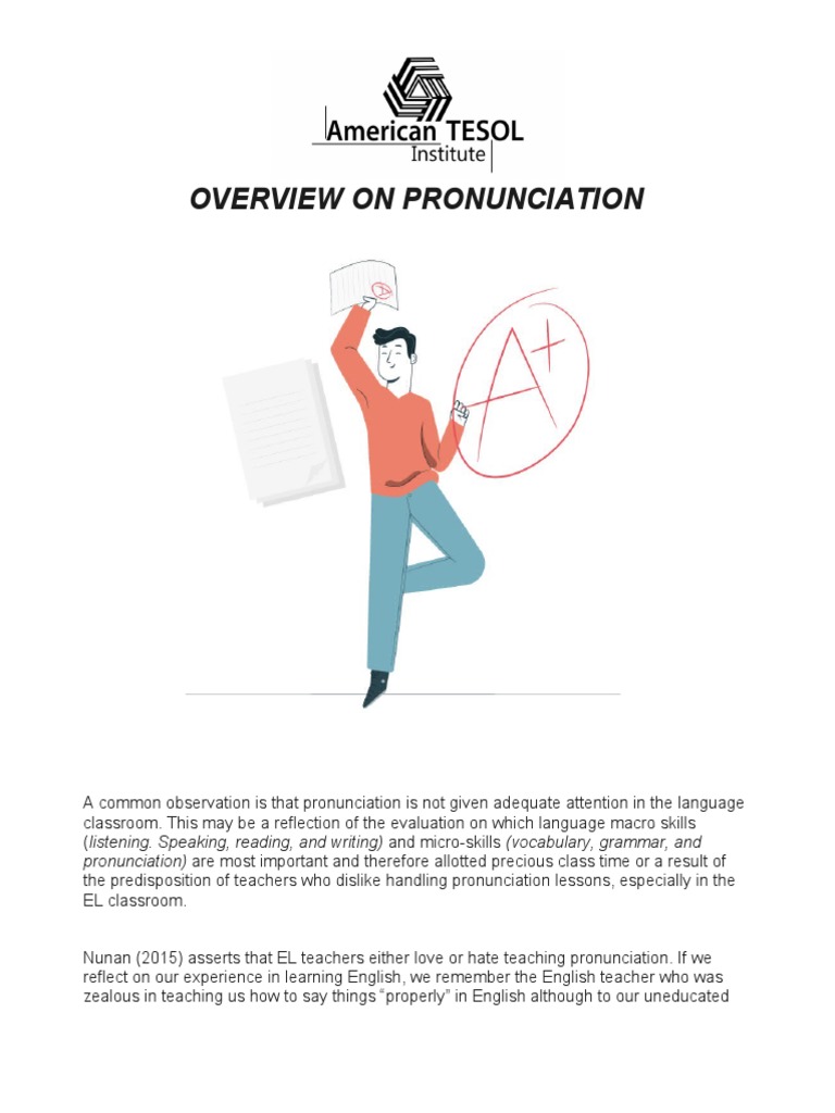 Overview On Pronunciation | PDF | Phonetics | Language Education