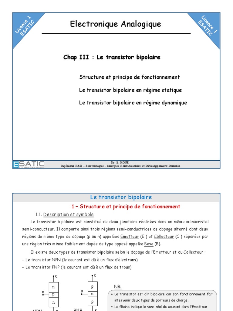 ChapIII - Le Transistor Bipolaire - L1 Esatic | PDF | Transistor bipolaire | Transistor