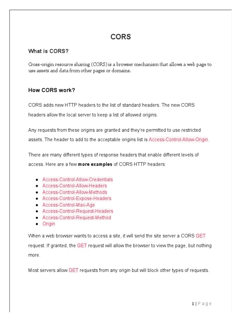 CORS Report | PDF