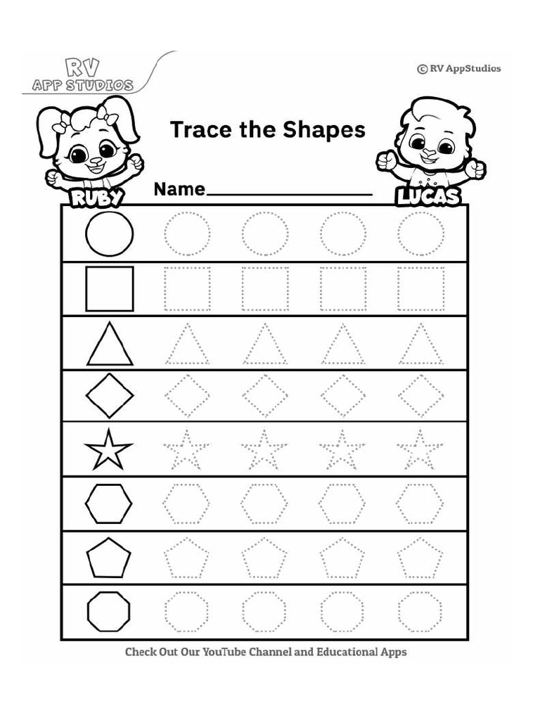 153 Free Printable Worksheets For Kids Dotted Shapes To Trace Worksheet ...